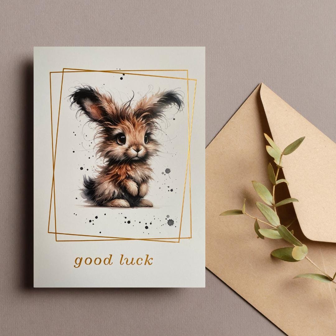 Good Luck Rabbit Greetings Card: Handwritten by Robot, A5 Bunny Card - Etsy