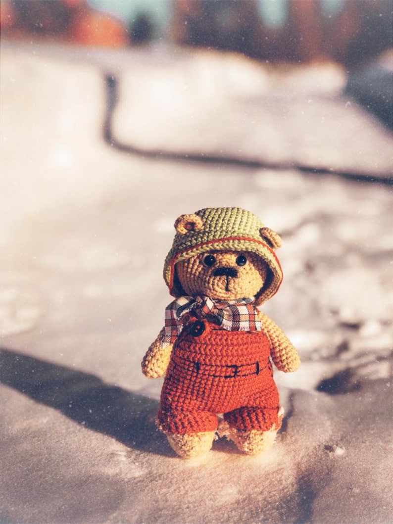 Crochet Pattern Teddy Bear in Overalls and Hat. - Etsy