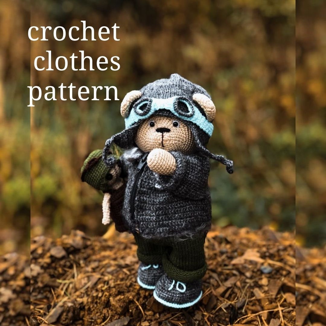 Crochet Pilot Bear Clothes Pattern (PDF) - Etsy