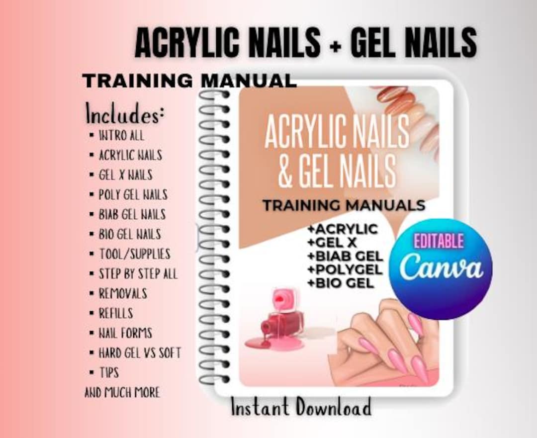 ACRYLIC & GEL NAILS Extensions Training Manual Polygel Builder Gel, Gel X Biab Gel, Bio Gel ...