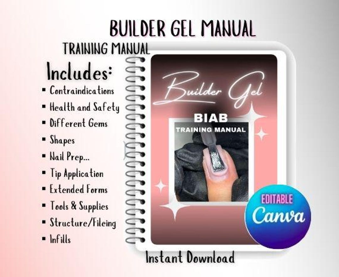 BIAB BUILDER Gel CANVA Manual Training Course Downloadable Editable Canva - Etsy