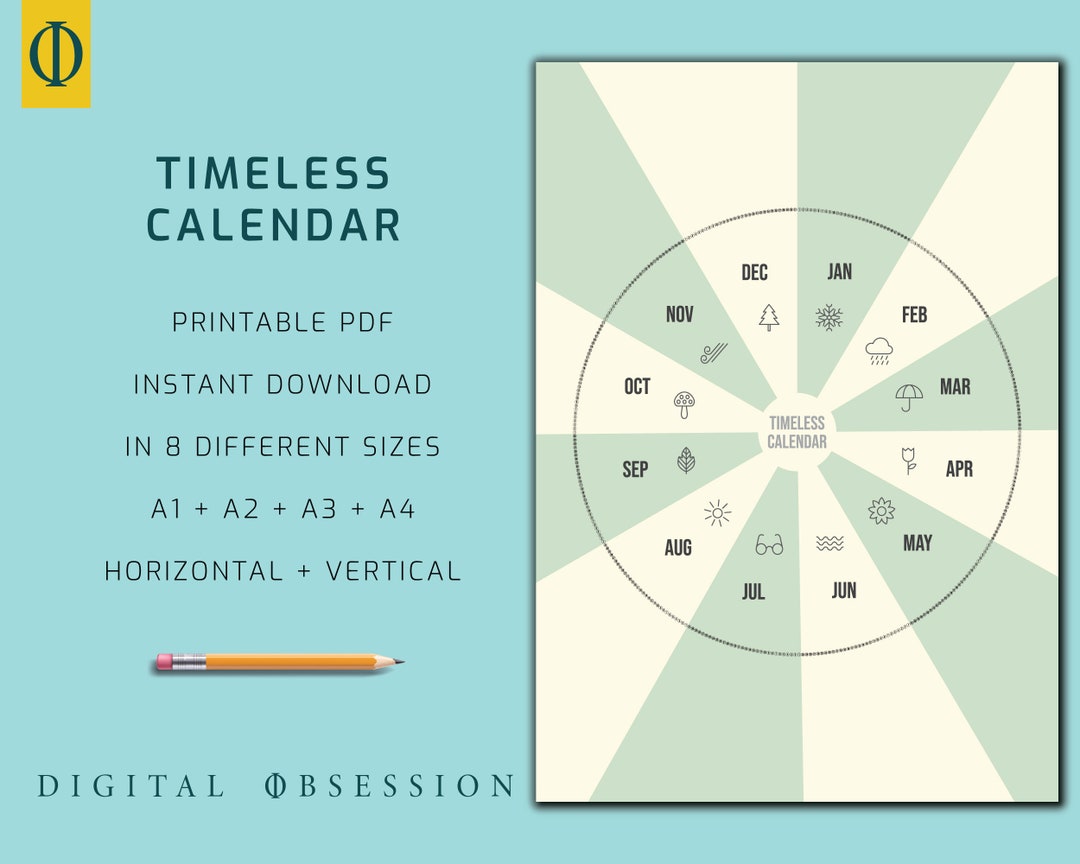 Circular Wall Calendar Printable: Minimalist Monthly Planner (digital ...