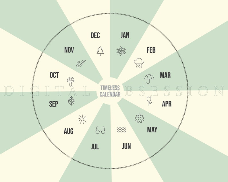 Circular Wall Calendar Printable: Minimalist Monthly Planner (digital ...
