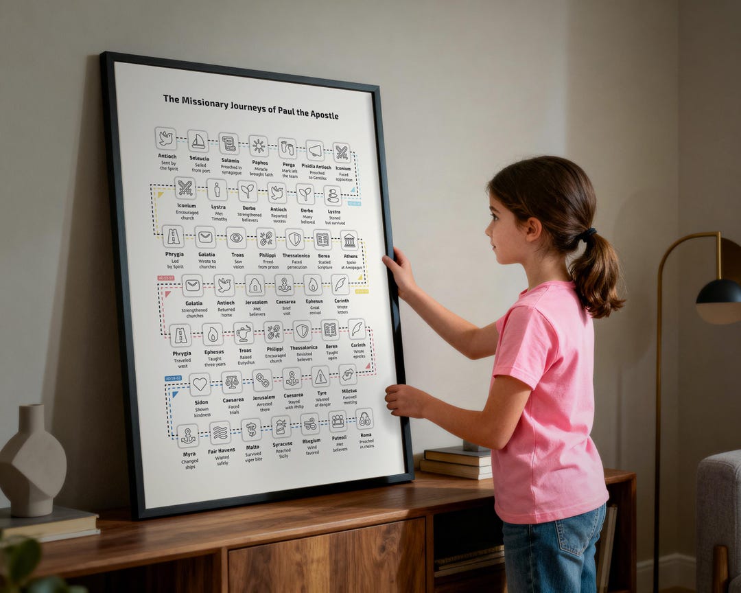 Paul's Missionary Journeys Timeline, Bible Study Poster (digital ...