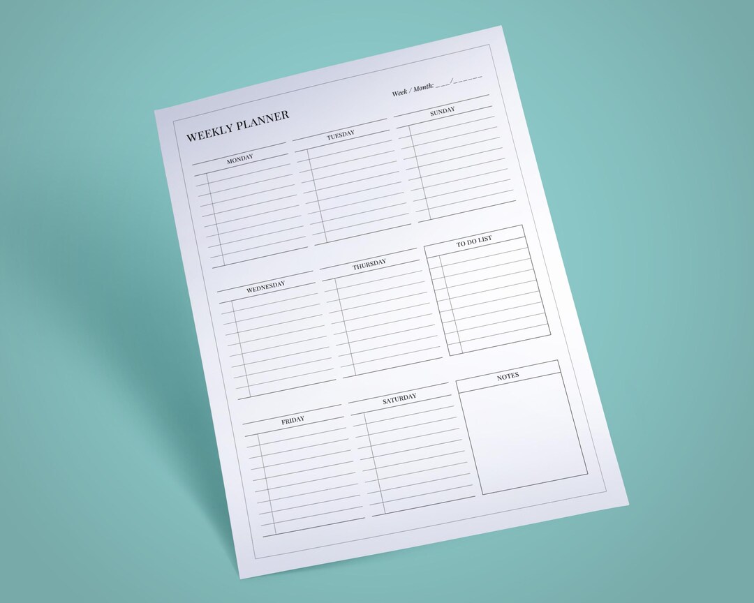 Weekly Box Planner Printable, Simple PDF Template, A4 Letter Size ...