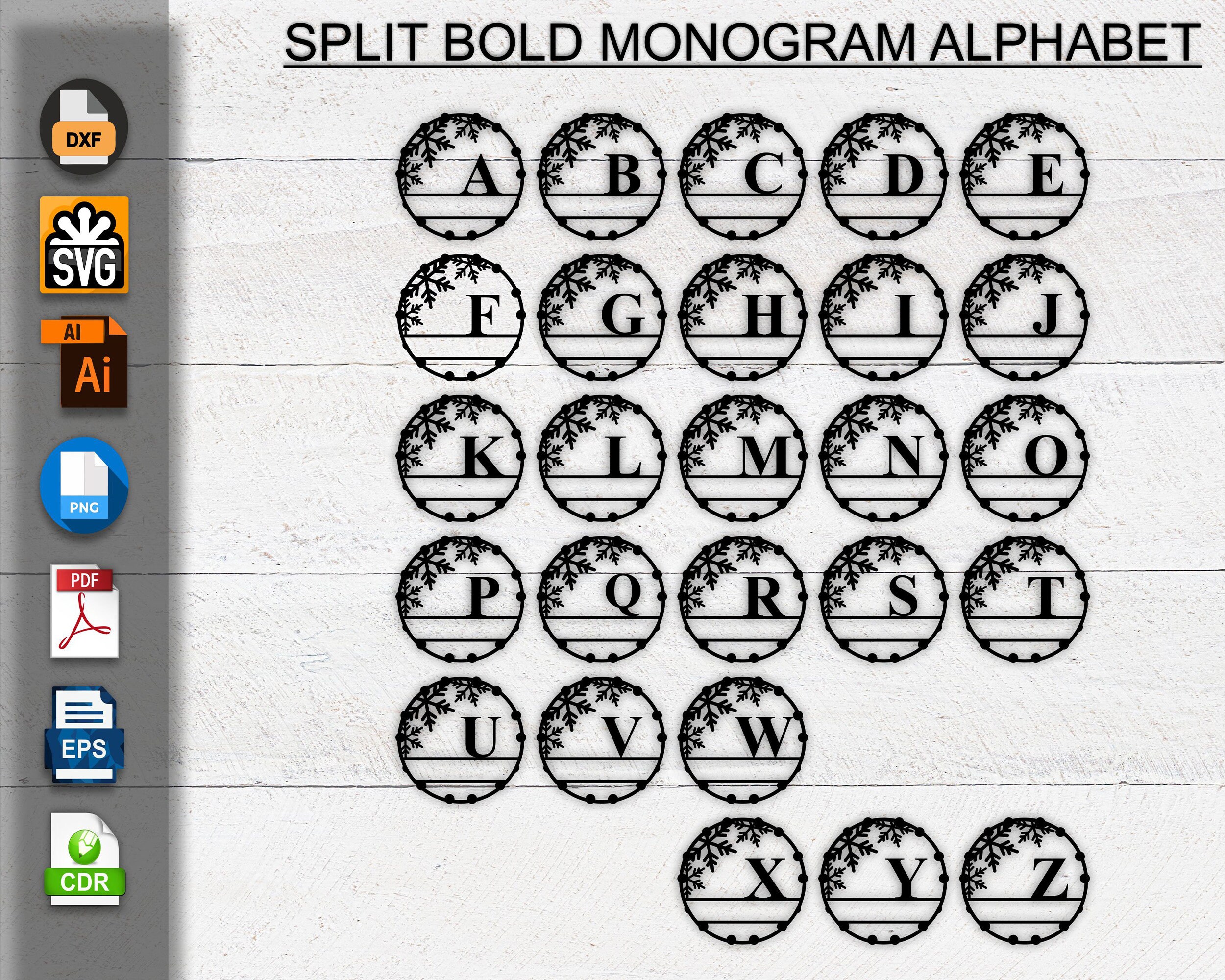 2 Split Monogram Svg's & Font File L Split Alphabet - Etsy