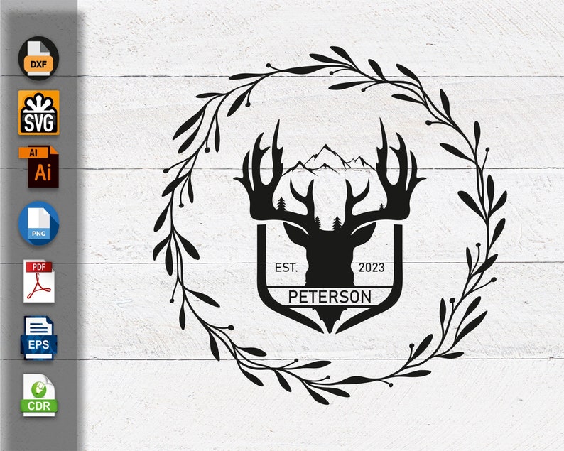 Buck Head Svg I Deer Hunting SVG I Wreath Svg Bundle I Family Monogram SVG I Digital Download I ...