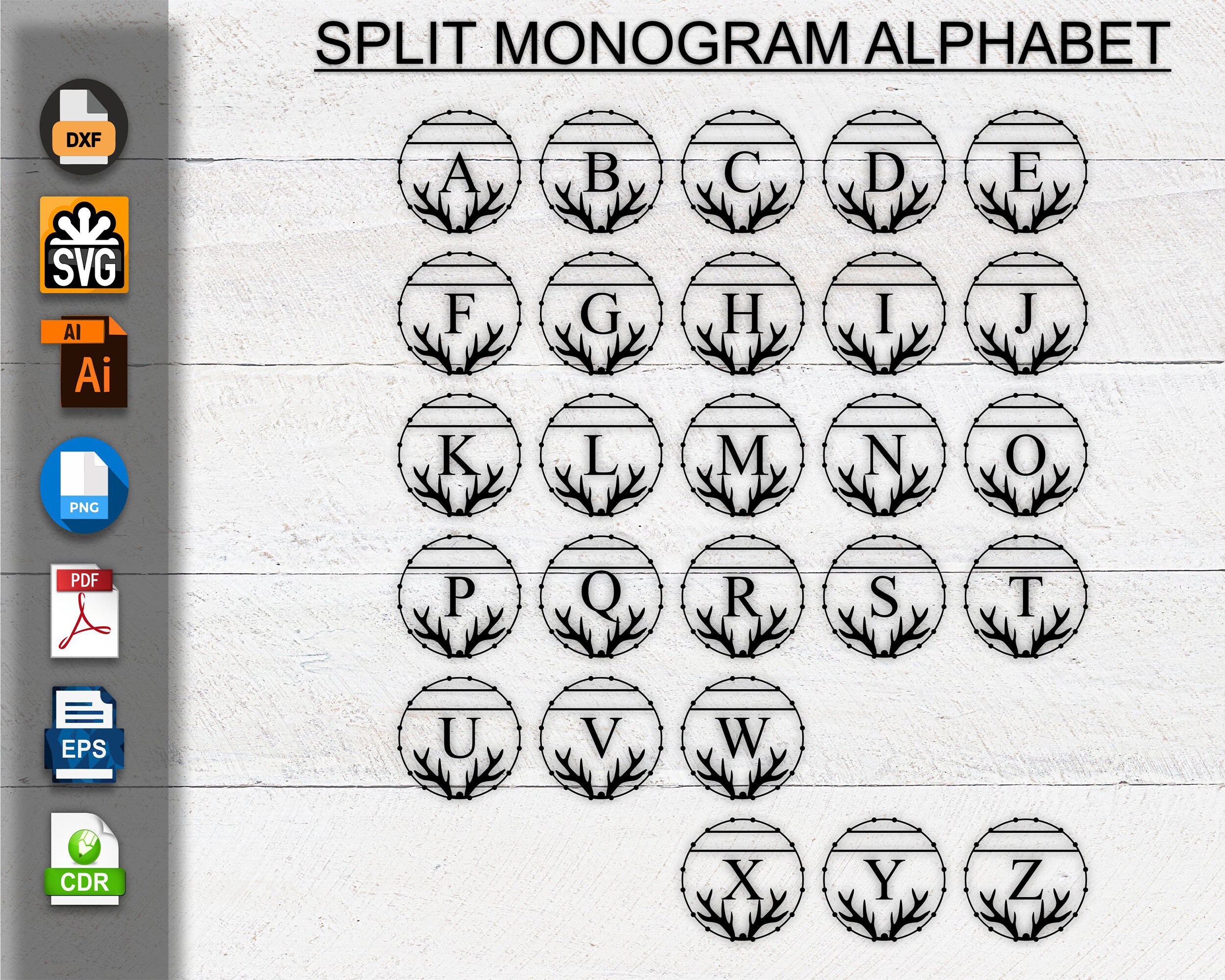 Split Monogram 2 SVG & Font File L Split Alphabeth Monogram Svg L ...