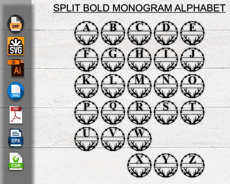 Split Monogram 2 SVG & Font File L Split Alphabeth Monogram Svg L ...