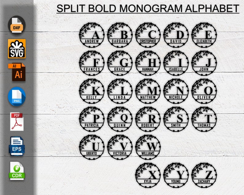 2 Split Monogram Svg's & Font File L Split Alphabet - Etsy