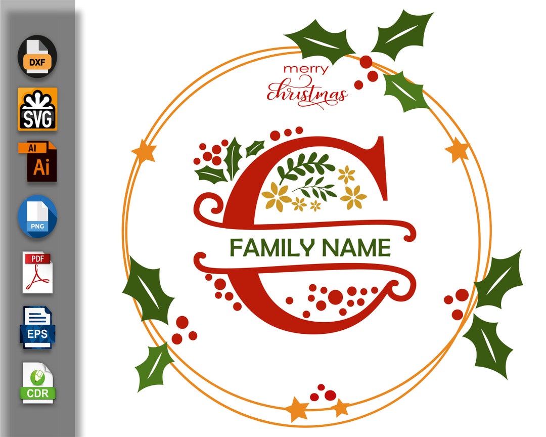 Christmas Split Monogram SVG/DXF/PNG L Split Monogram Frame Alphabet ...