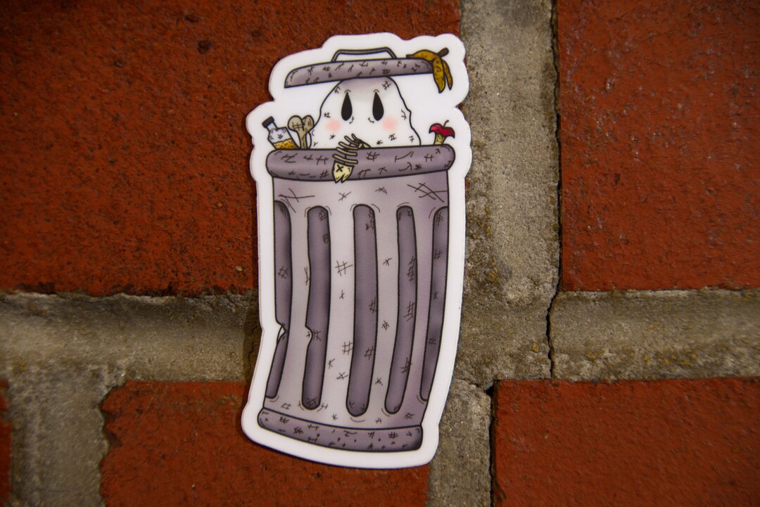 Spooky Trash - Ghost in a Trash Can - Etsy
