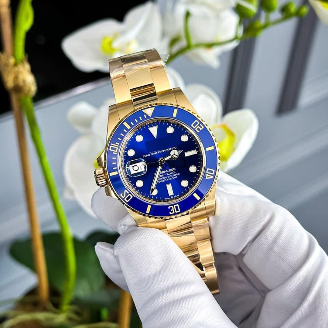 Sub Blue Gold Watch Blue Gold Wristwatch Fashion Watch - Etsy