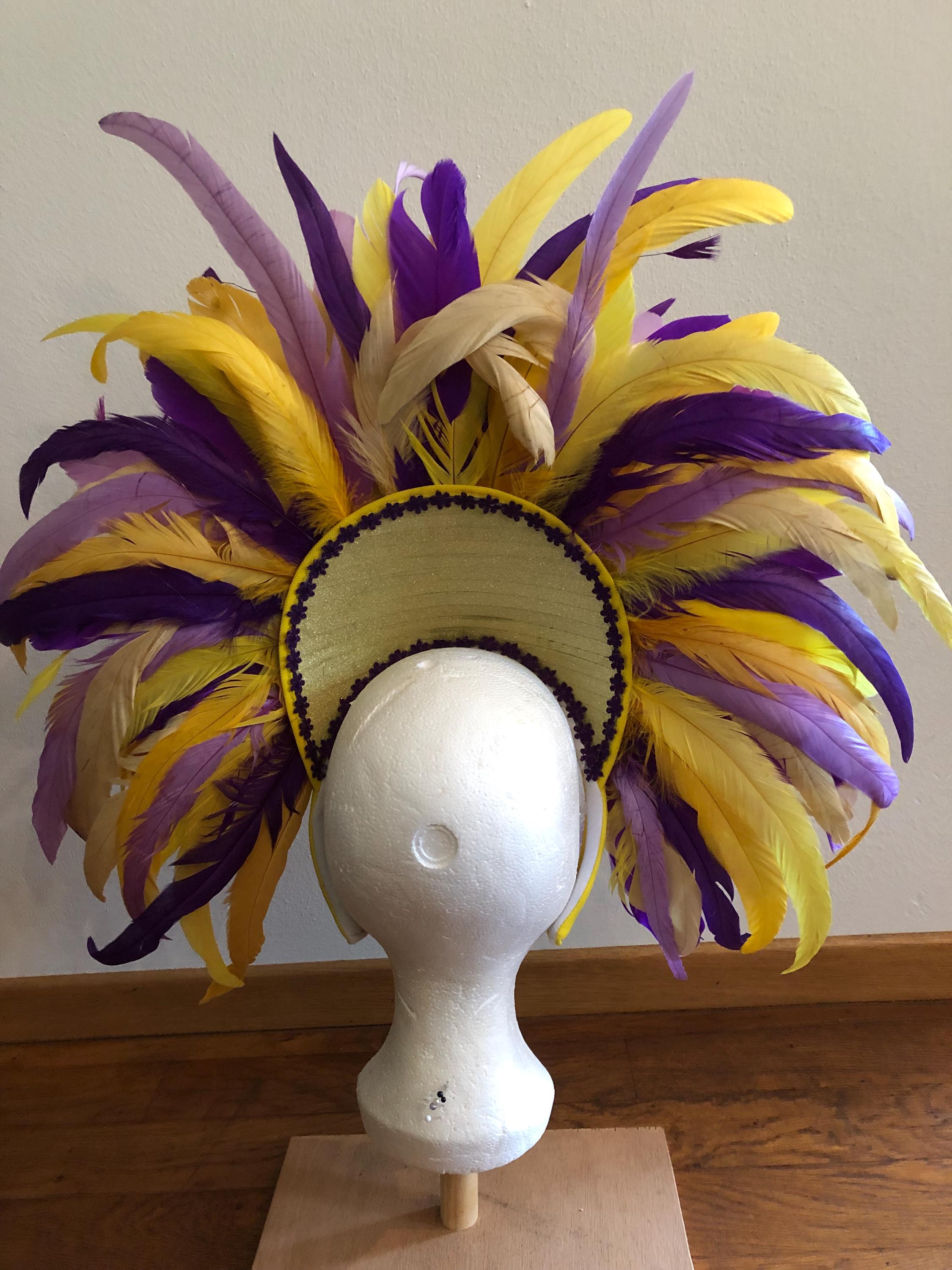 Feathered Headpiece in Purple, Lilac and Yellow - Etsy