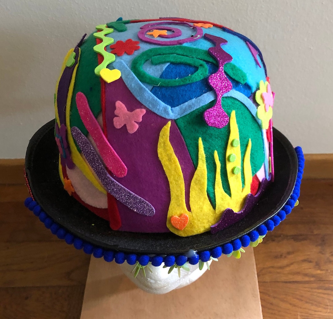 Bowler Hat Decorated With Felt and Glitter Foam in All Kinds of Colors ...