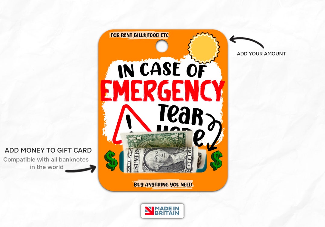 In Case of Emergency | Money Holder | Money Card | Gift Card - Etsy