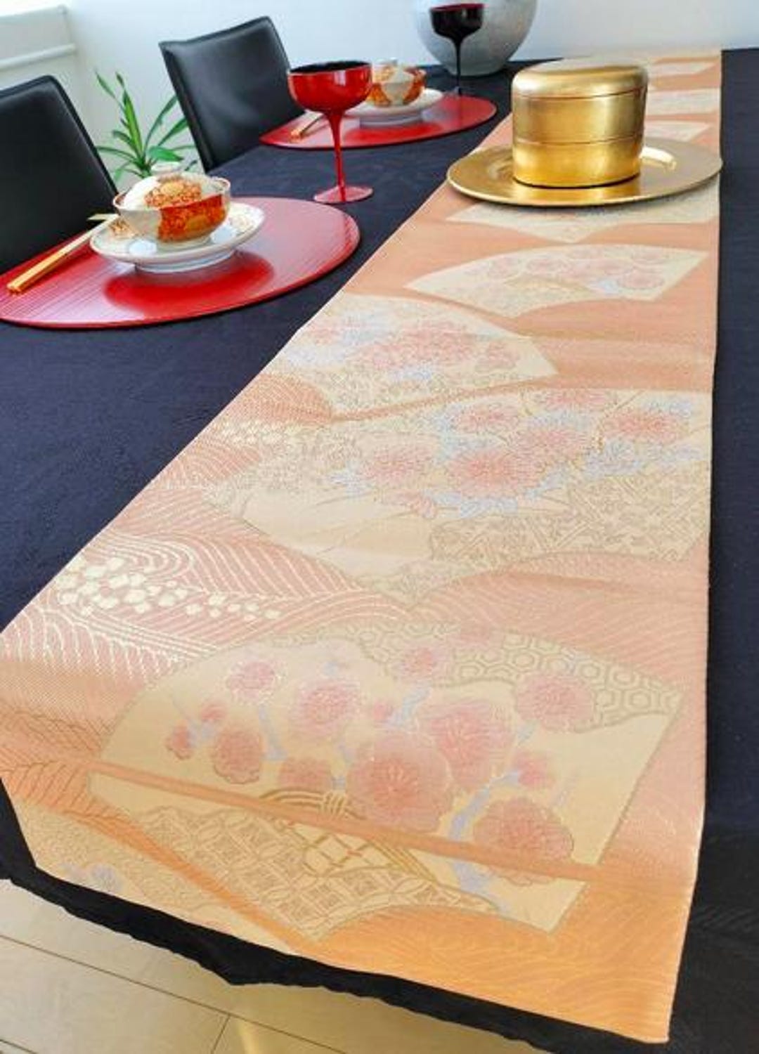 Beautiful Gold,antique Obi Table Runner Japanese Traditional Obi Kimono ...