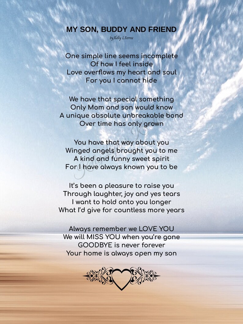 My Son, Buddy and Friend,heartfelt Message From Mom to Son,digital ...