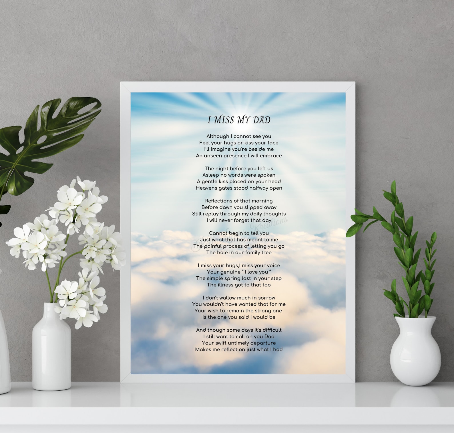 I Miss My Dad Poem, A Message to Dad, PDF, Digital Download, Unframed ...