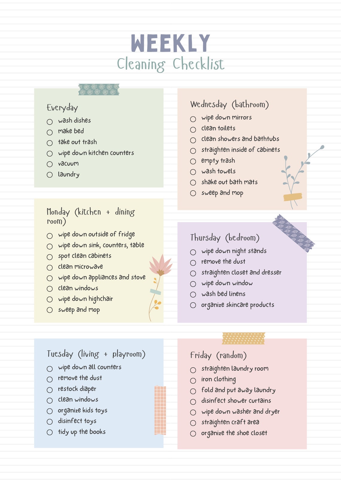Cleaning Checklist - Etsy