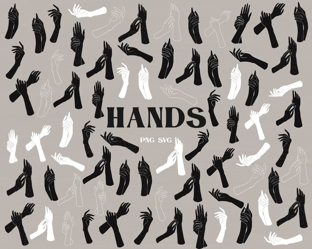Hand Clipart, Line Drawing, Vector Silhouettes, Female Hand, Hand Logo ...