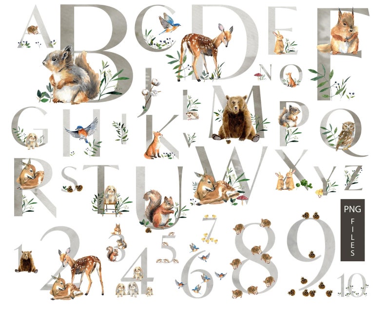 Woodland ABC & Numbers Poster Woodland Alphabet Wall Art - Etsy