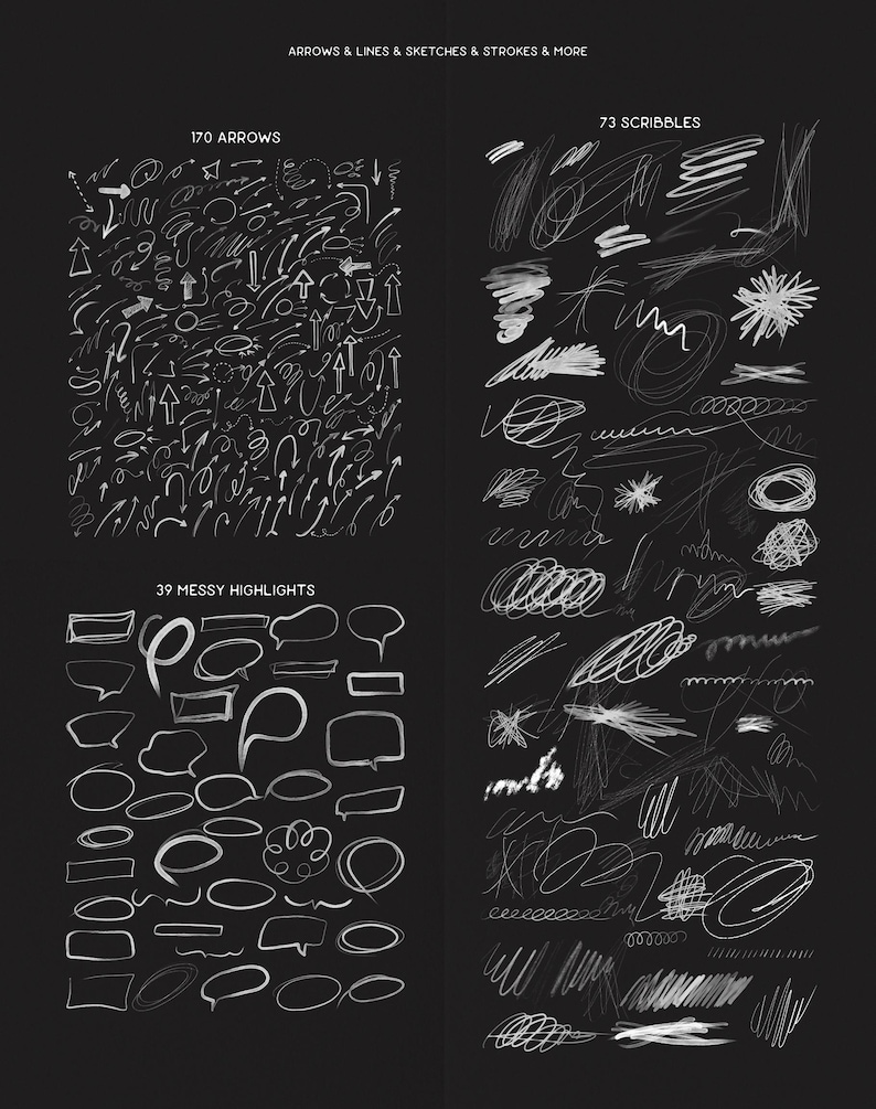 Retro Collage Kit: Scribbles, Arrows, Textures, Objects (PNG Digital ...