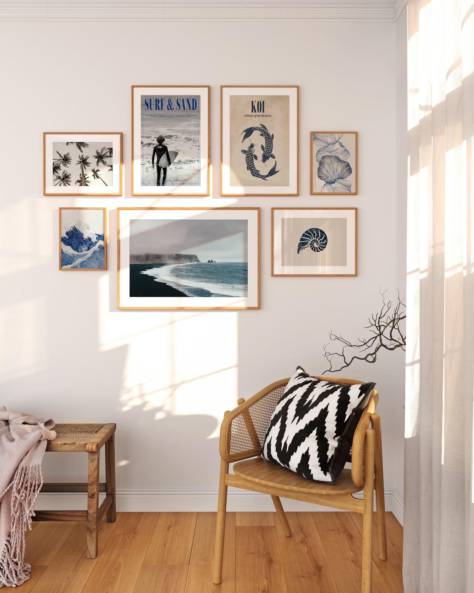 Coastal Wall Art Prints: Navy Blue Beach House Decor (set of 60 ...