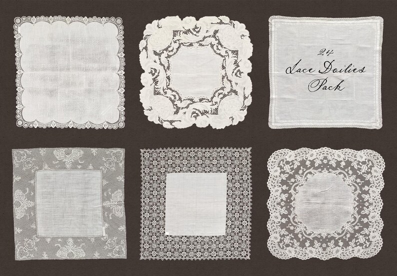 Lace Doilies Clipart Pack – 24 Vintage PNG Overlays for Scrapbooking ...