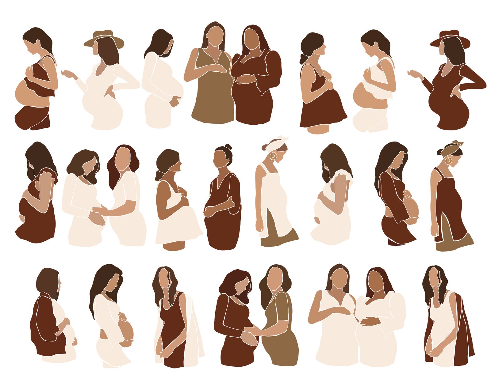 Abstract Pregnancy Clipart Abstract Mother Prints White - Etsy