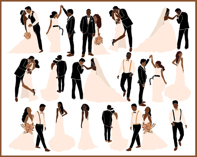 Abstract Wedding People Bride and Groom. Marriage Couple - Etsy