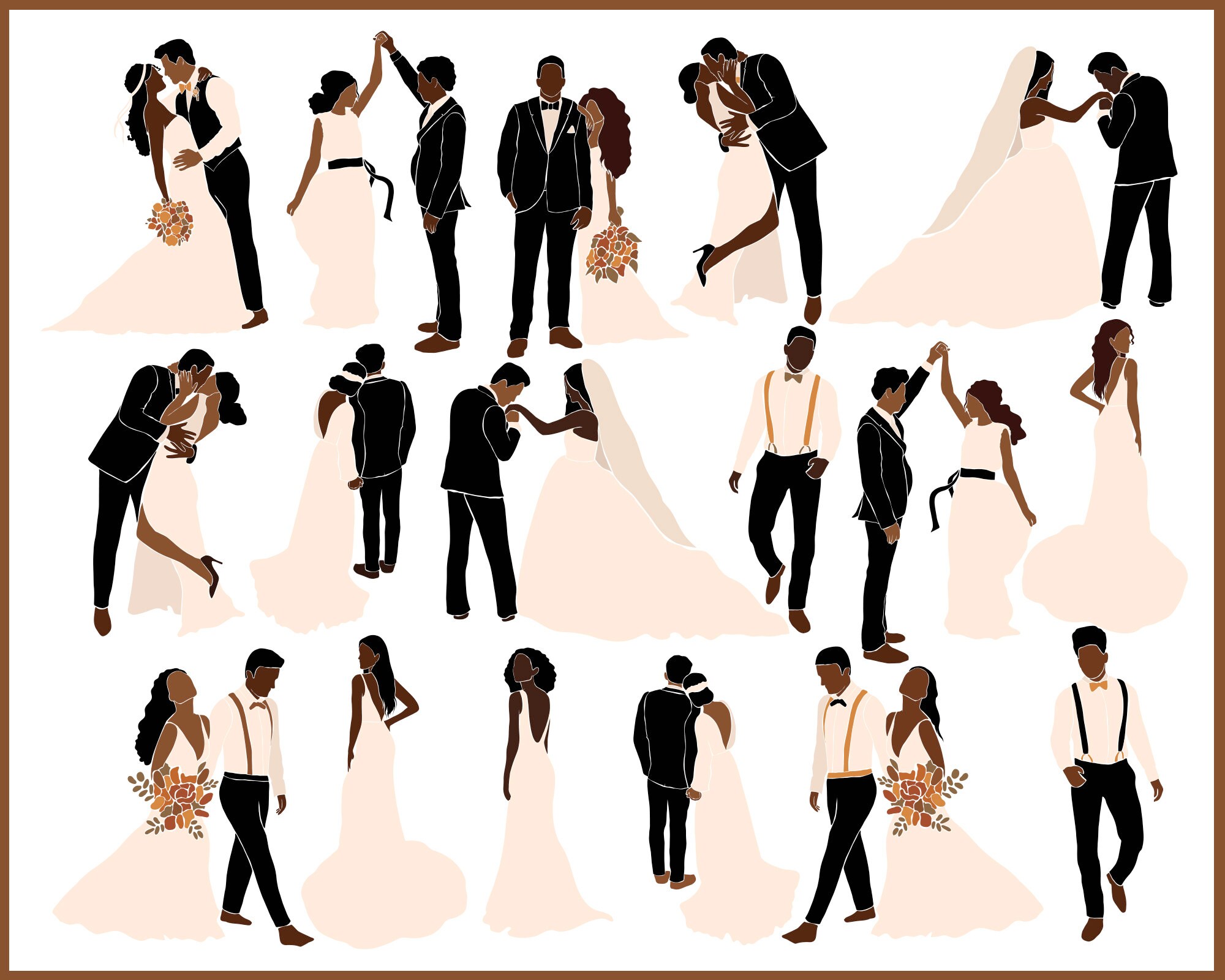 Abstract Wedding People Bride and Groom. Marriage Couple - Etsy