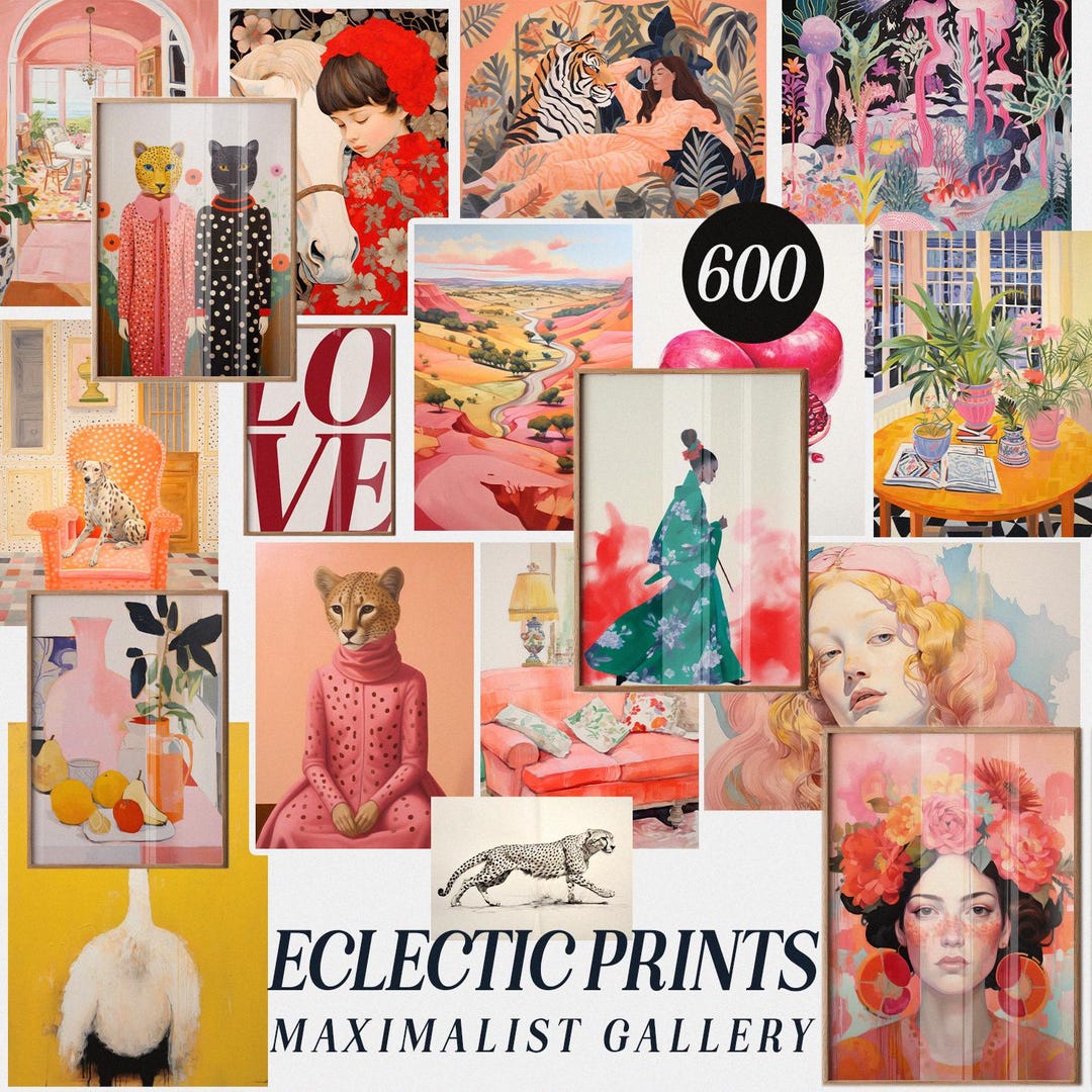 600 Maximalist Gallery Wall Set. Eclectic Prints. Colorful, Abstract ...