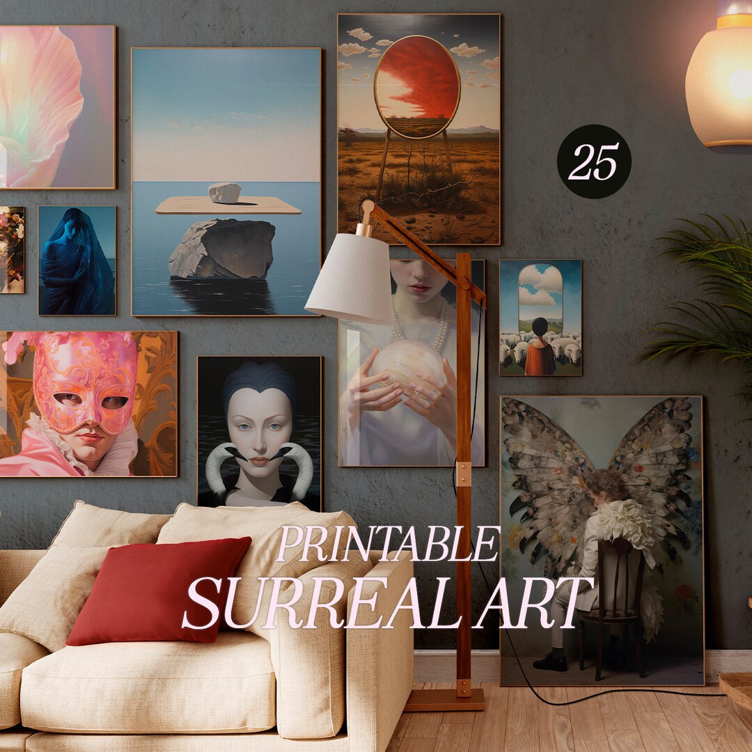 Retro Surreal Art. 25 Vintage Eclectic Prints. Printable Painting ...