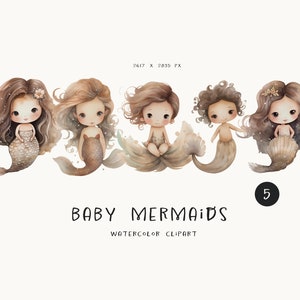 Baby Mermaids Watercolor Clipart. Corals & Sea Creatures Png ...