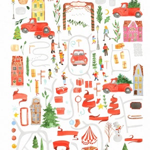 Watercolor Christmas Map Creator. Watercolor Holiday Clipart. Art Print ...