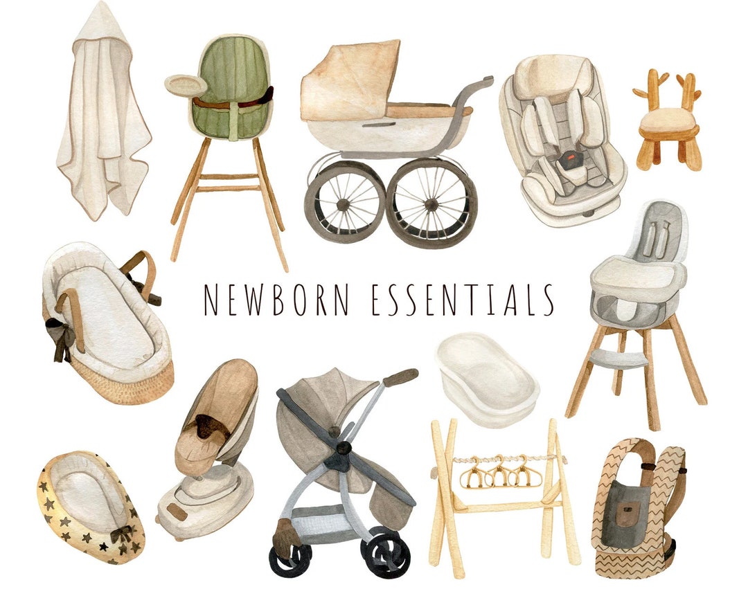 Watercolor Baby Essentials Clipart: Nursery Accessories (PNG) - Etsy