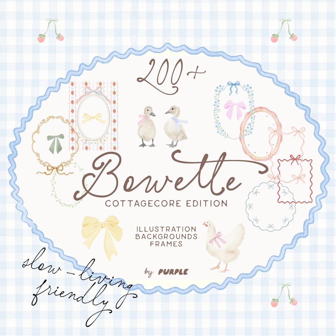 Watercolor Clipart Set – Bow Cottagecore Frames, Ribbons & Backgrounds ...