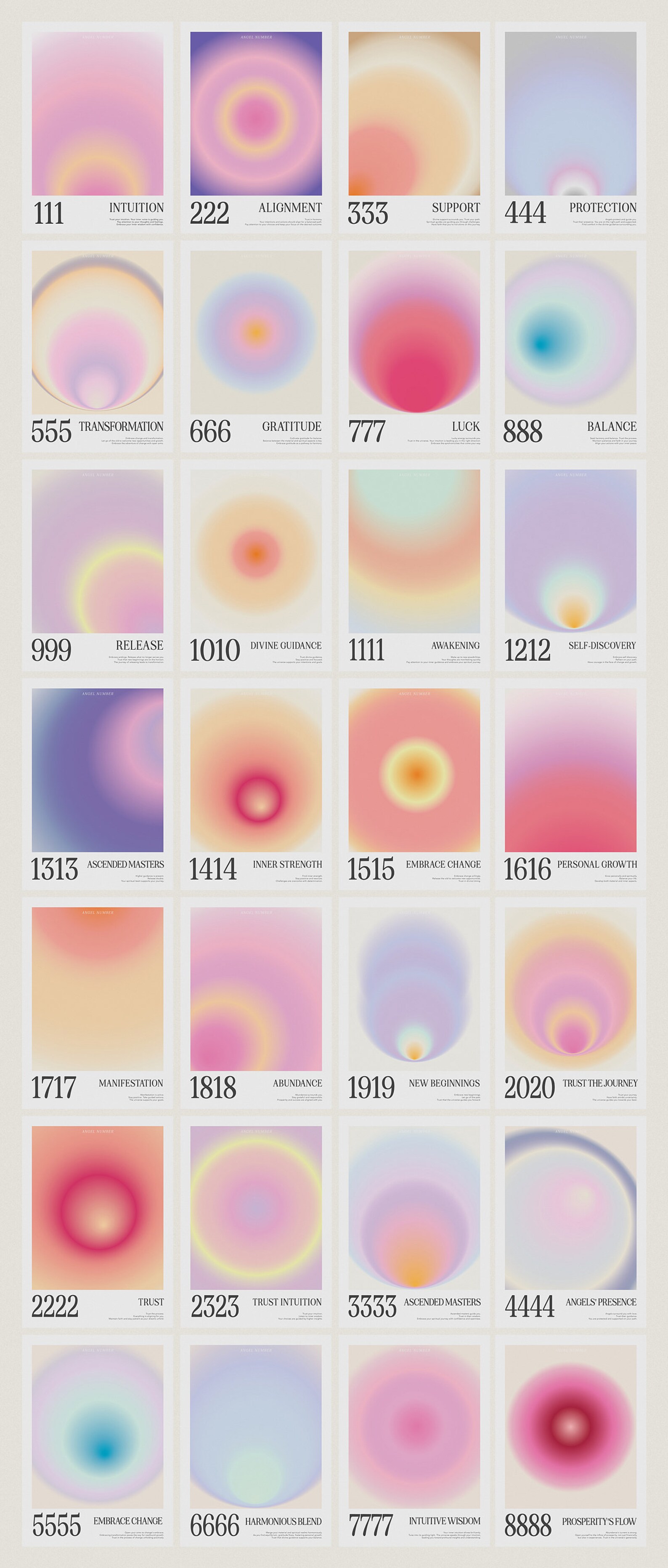 29 Posters With Angel Numbers. Aura Posters, Gradient Aura Angel ...