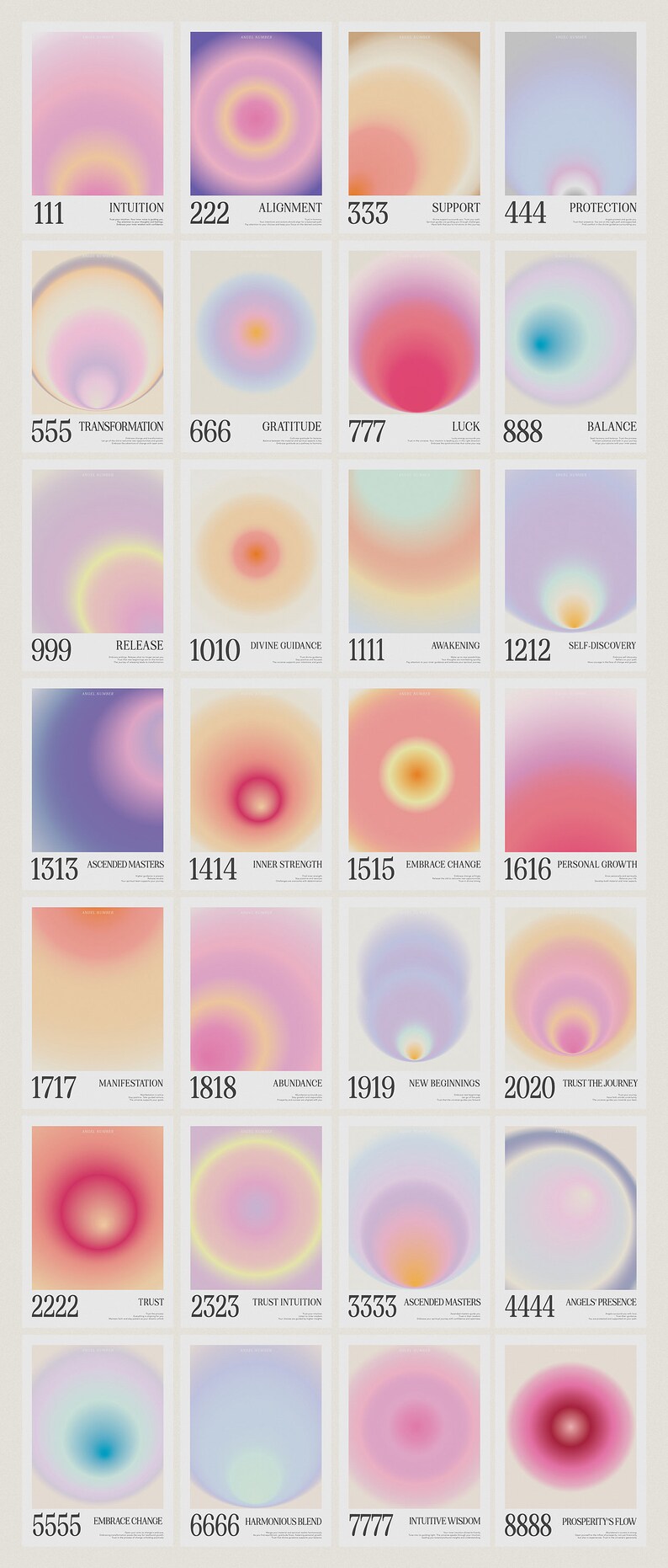 29 Posters With Angel Numbers. Aura Posters Gradient Aura - Etsy