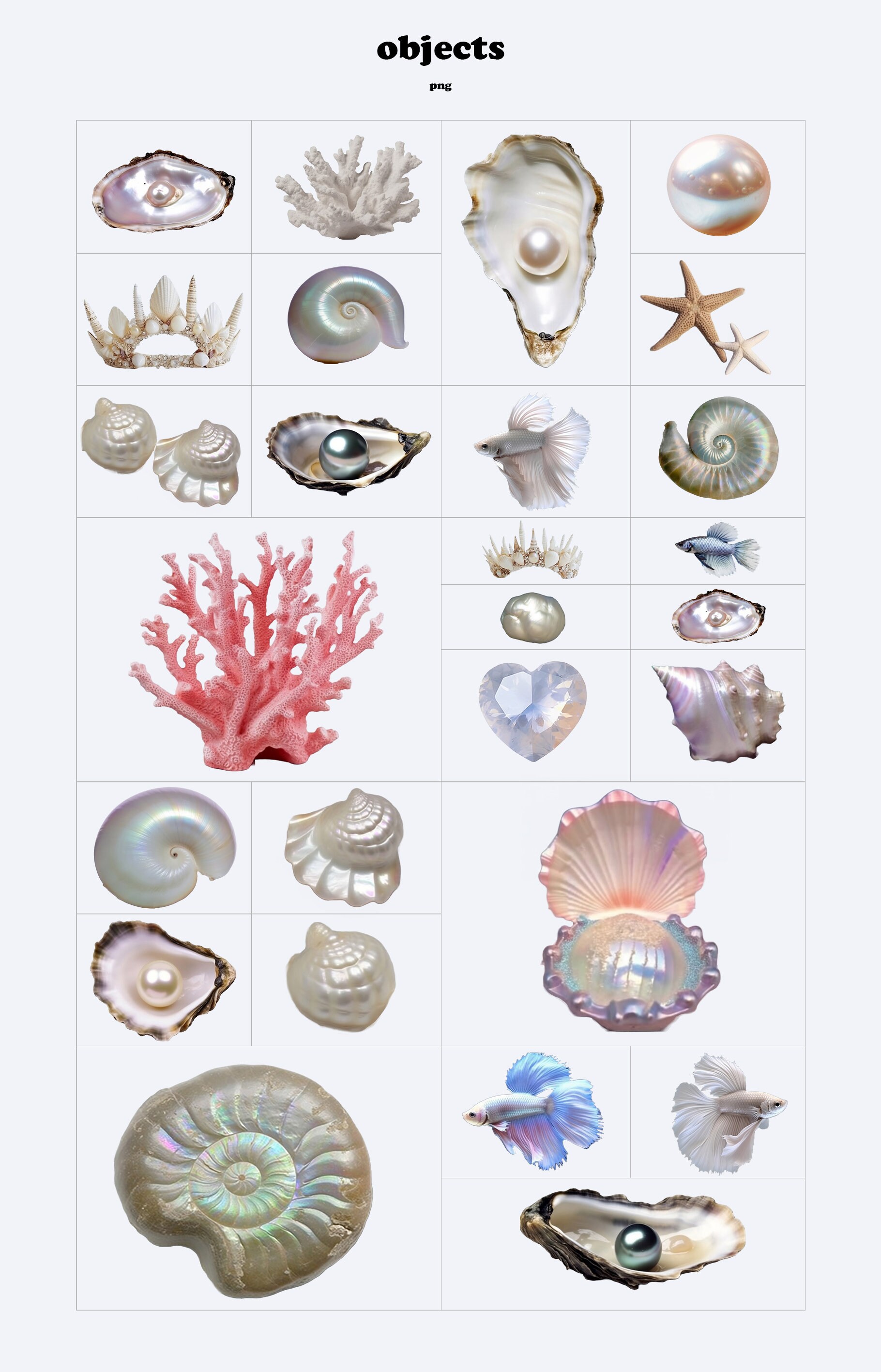 Mermaidcore Collage. Sea PNG Objects. - Etsy