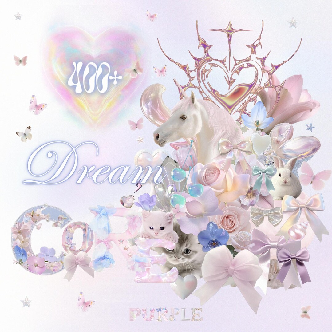 Y2K Dreamcore Graphics Kit – Iridescent Clipart, Backgrounds (digital ...