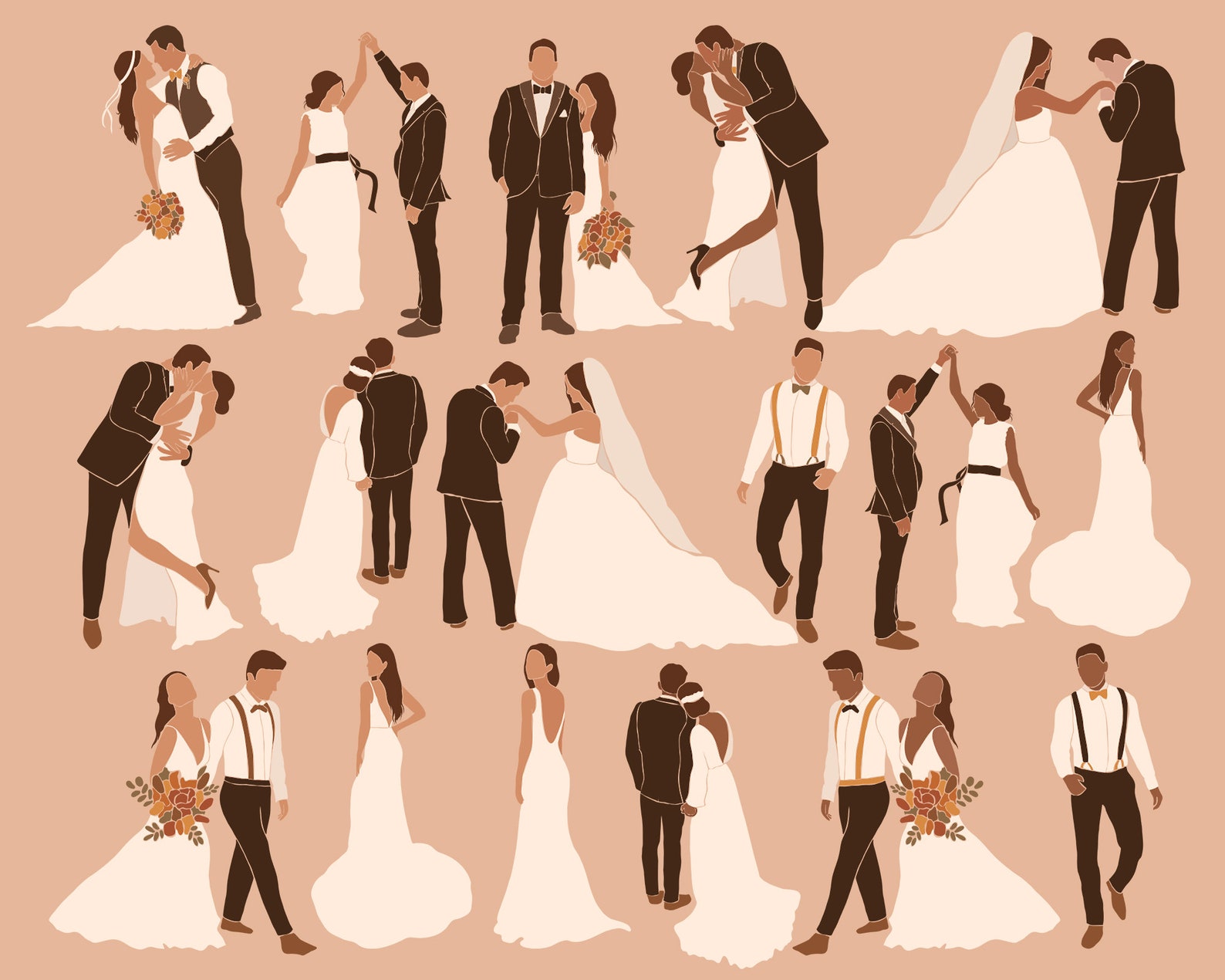 Abstract Wedding People Bride and Groom. Marriage Couple - Etsy