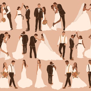 Abstract Wedding People Bride and Groom. Marriage Couple Clipart ...