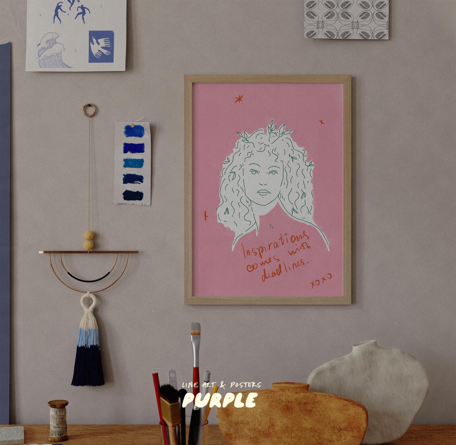 Hand Drawn Posters Bundle - 50 Digital Prints | Matisse-inspired Trendy ...