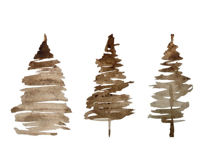 Watercolor Pine Trees Clipart. Christmas. Winter Clipart. 13 - Etsy