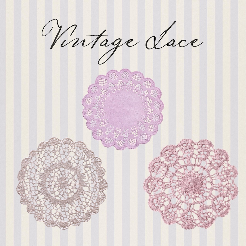 Vintage Lace Doilies PNG Set: Antique Embroidery Clipart (digital ...