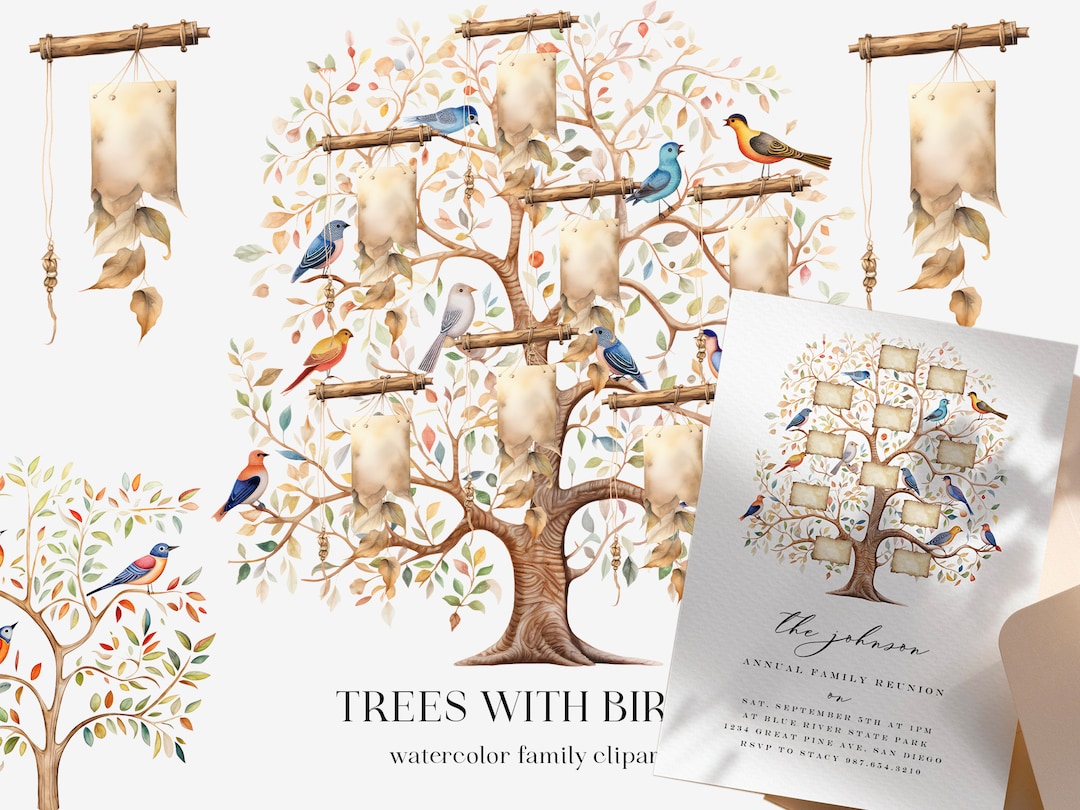 Watercolor Family Tree Clipart: Tree of Life Art (PNG Files) - Etsy