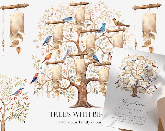 Watercolor Family Tree Clipart. Family Tree Creator. for Family Tree ...