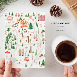 Watercolor Christmas Map Creator. Watercolor Holiday Clipart. Art Print ...